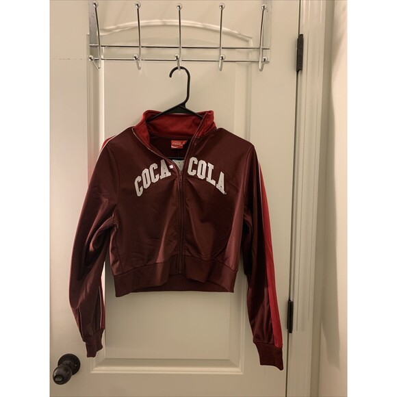 Coca Cola | Jackets & Coats | Cocacola Coke Womens Burgundy Red Zip Up ...
